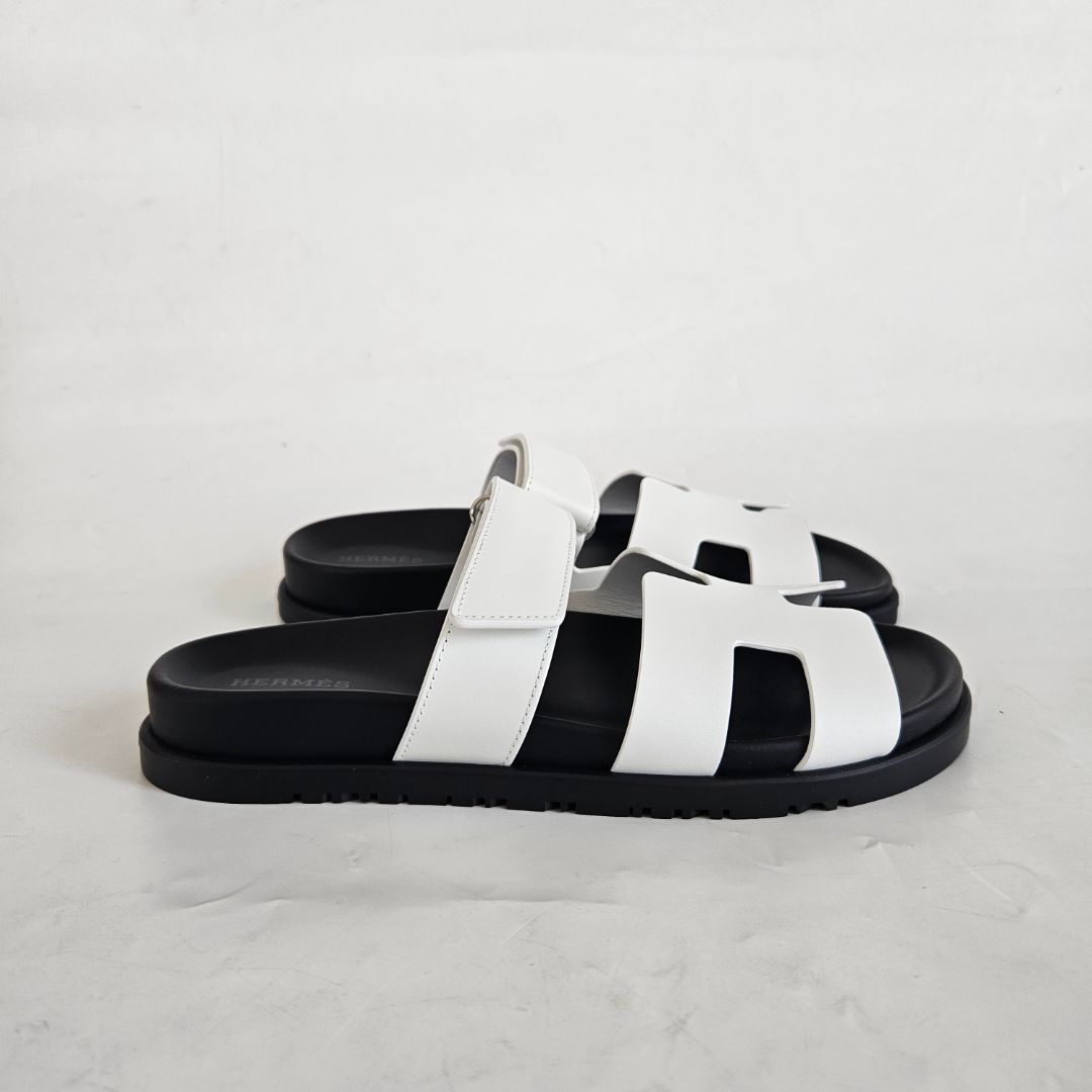 Hermès Chypre white leather sandal, 38 - BOPF | Business of Preloved ...