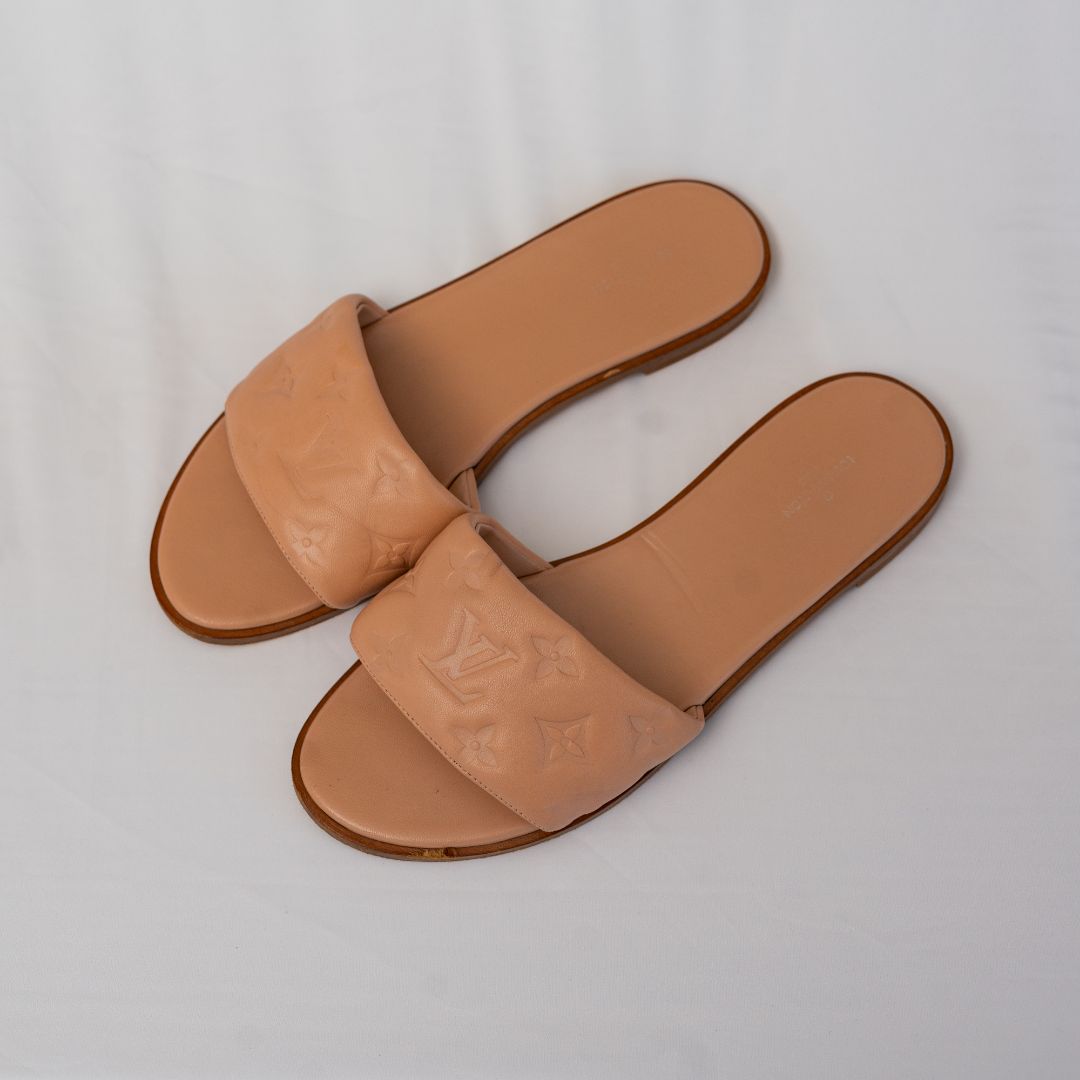 Louis Vuitton beige monogram puff slides, 39 - BOPF | Business of ...