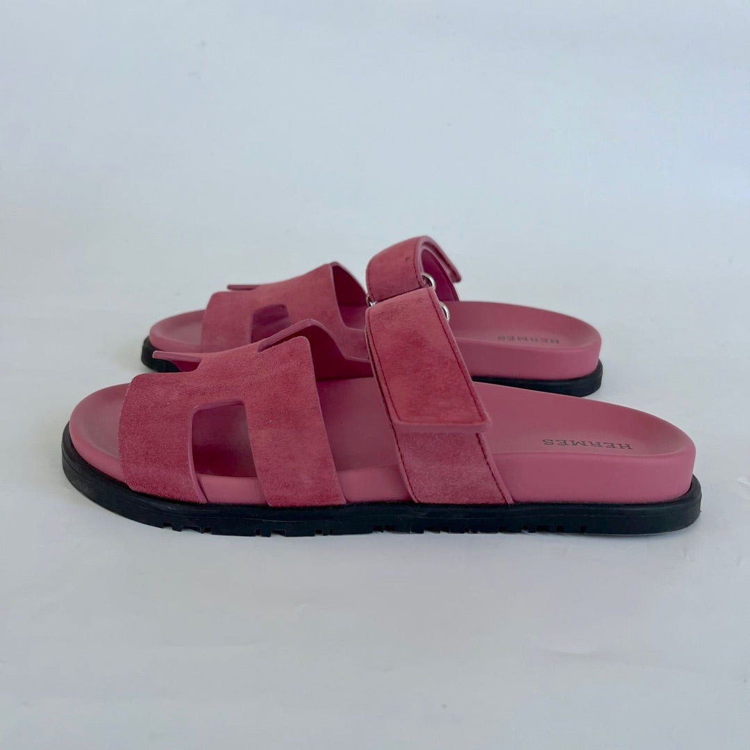 Hermès pink suede chypre sandals, 38 - BOPF | Business of Preloved Fashion
